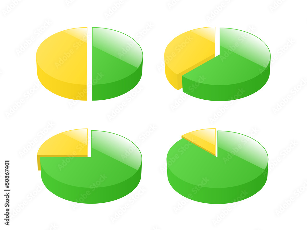 Set of 3d exploded pie charts. Vector illustration Stock Vector | Adobe ...