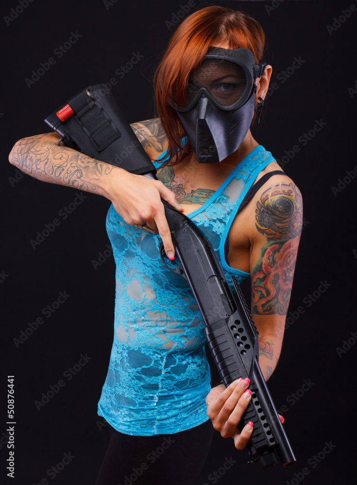Gangster Girl With Gun And Mask
