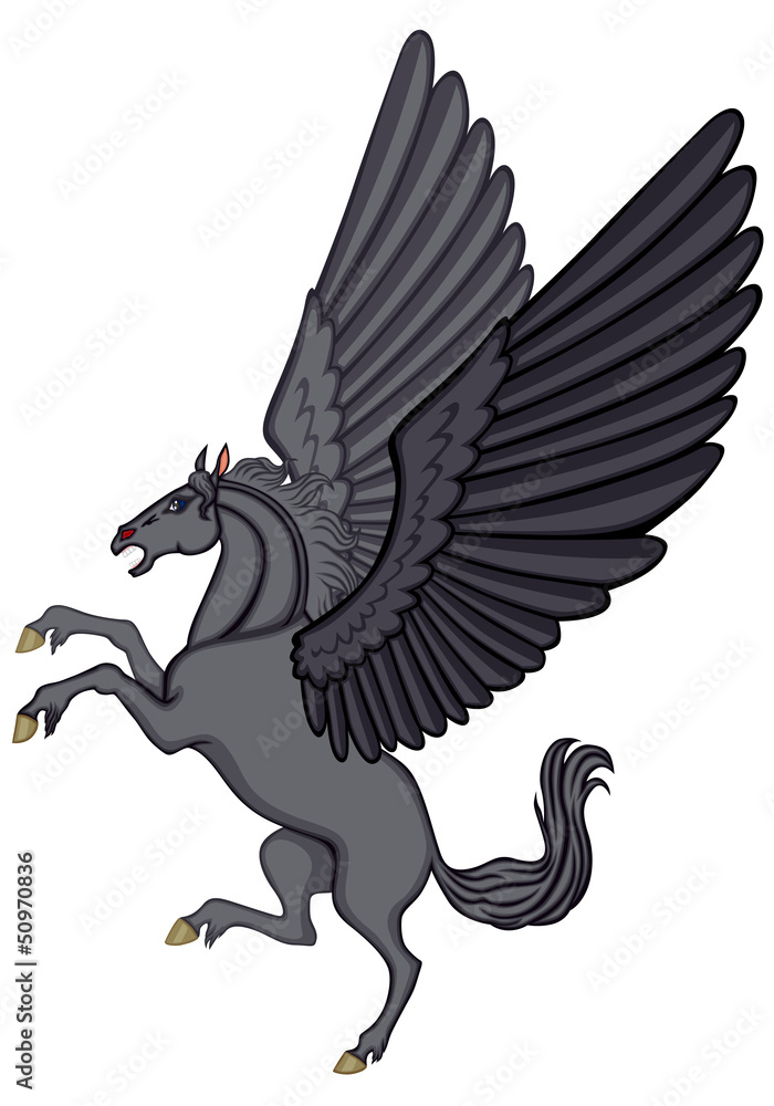 Cartoon black Pegasus Stock Vector | Adobe Stock