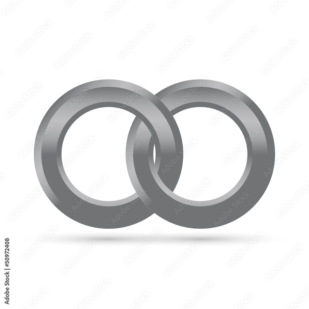 Logo, Icon 3D - two glossy grey interlocking rings Stock Vector | Adobe ...