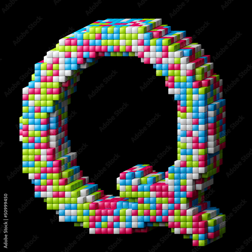 3d pixelated alphabet letter Q Stock Illustration | Adobe Stock
