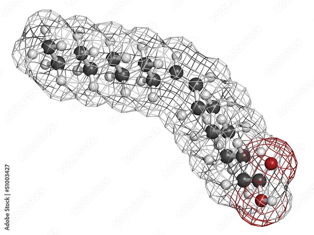 Oleic acid omega-9 fatty acid, molecular model Stock Illustration ...