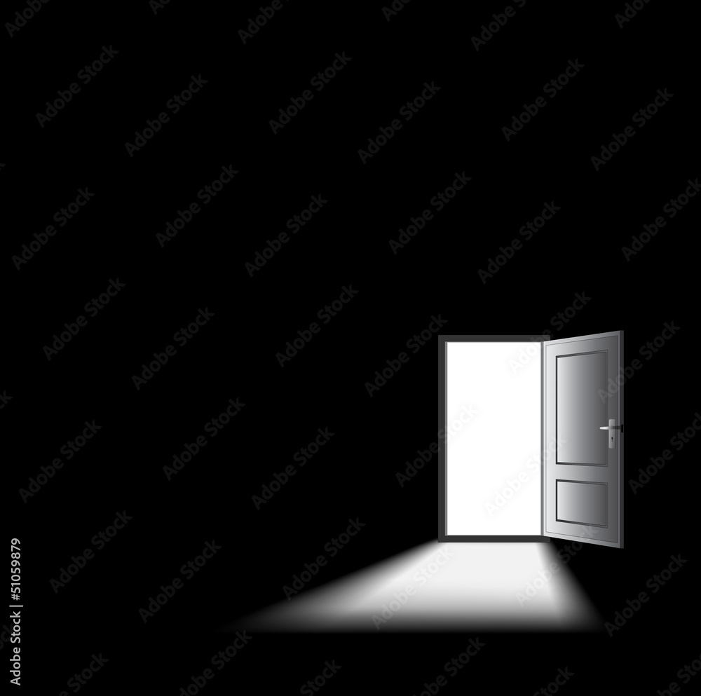 open door in dark room Stock Vector | Adobe Stock