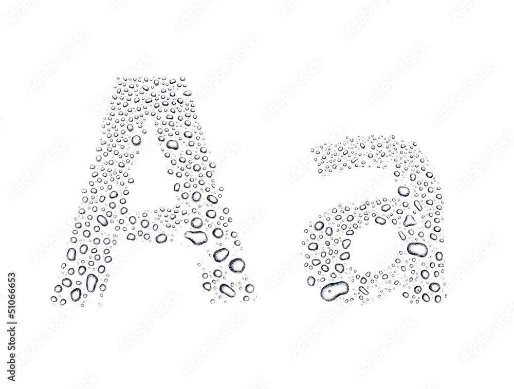 Water drops alphabet letter a, isolated white Stock Illustration ...