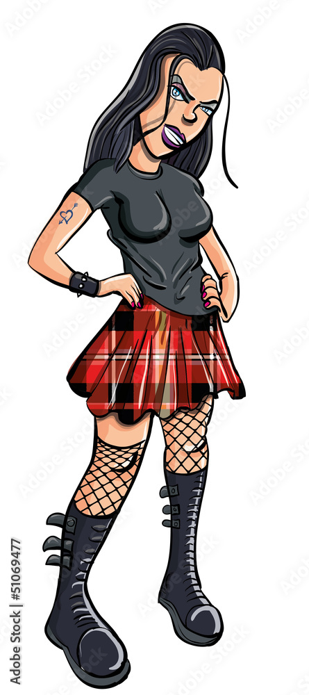 Cartoon illustration of a young adolescent female punk rocker Stock ...