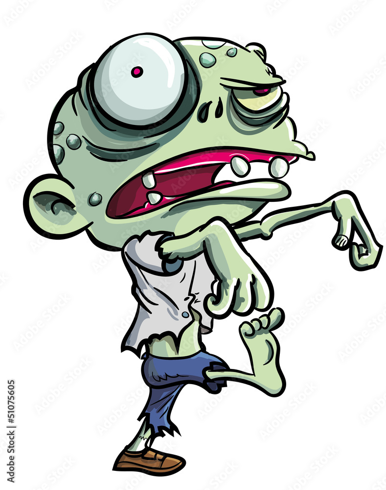 Cartoon illustration of cute green zombie Stock Illustration | Adobe Stock
