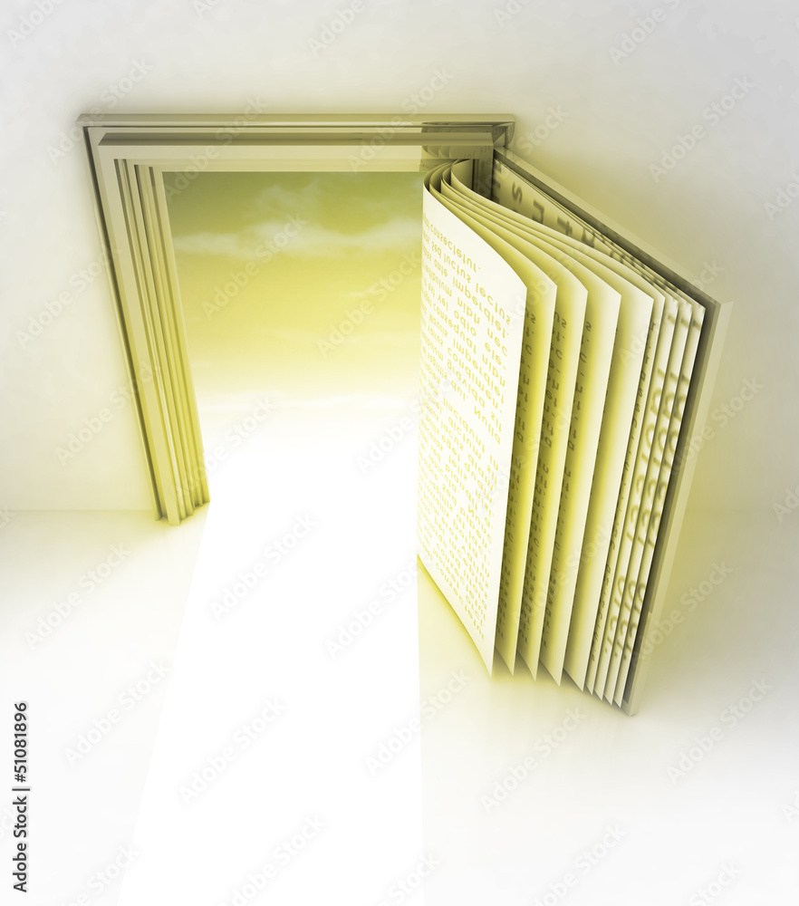 golden frame with door as open book Stock Illustration | Adobe Stock
