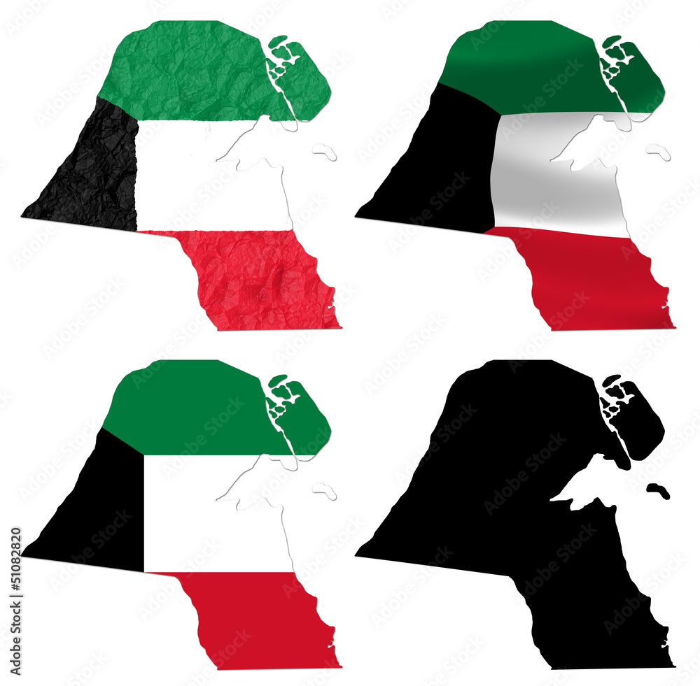 Kuwait flag over map collage Stock Illustration | Adobe Stock
