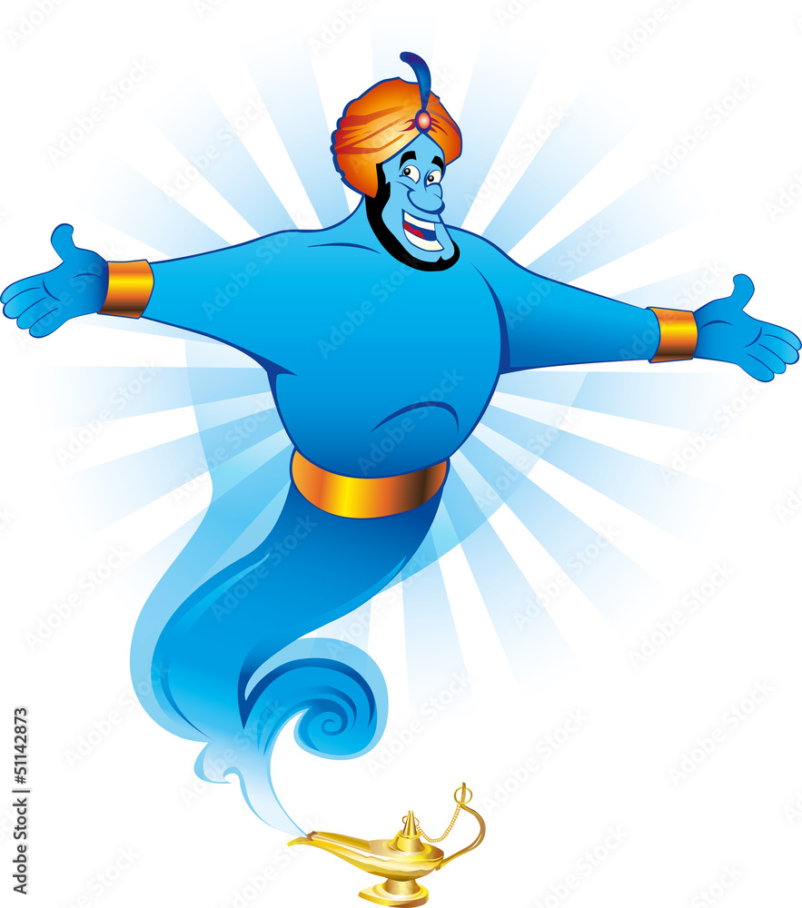Magic genie granting the wish Stock Vector | Adobe Stock