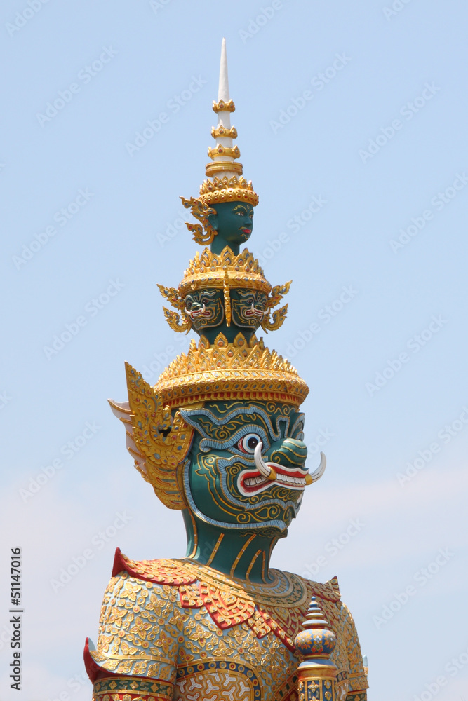 Ramayana ten faces giant statue from public area. Stock Photo | Adobe Stock