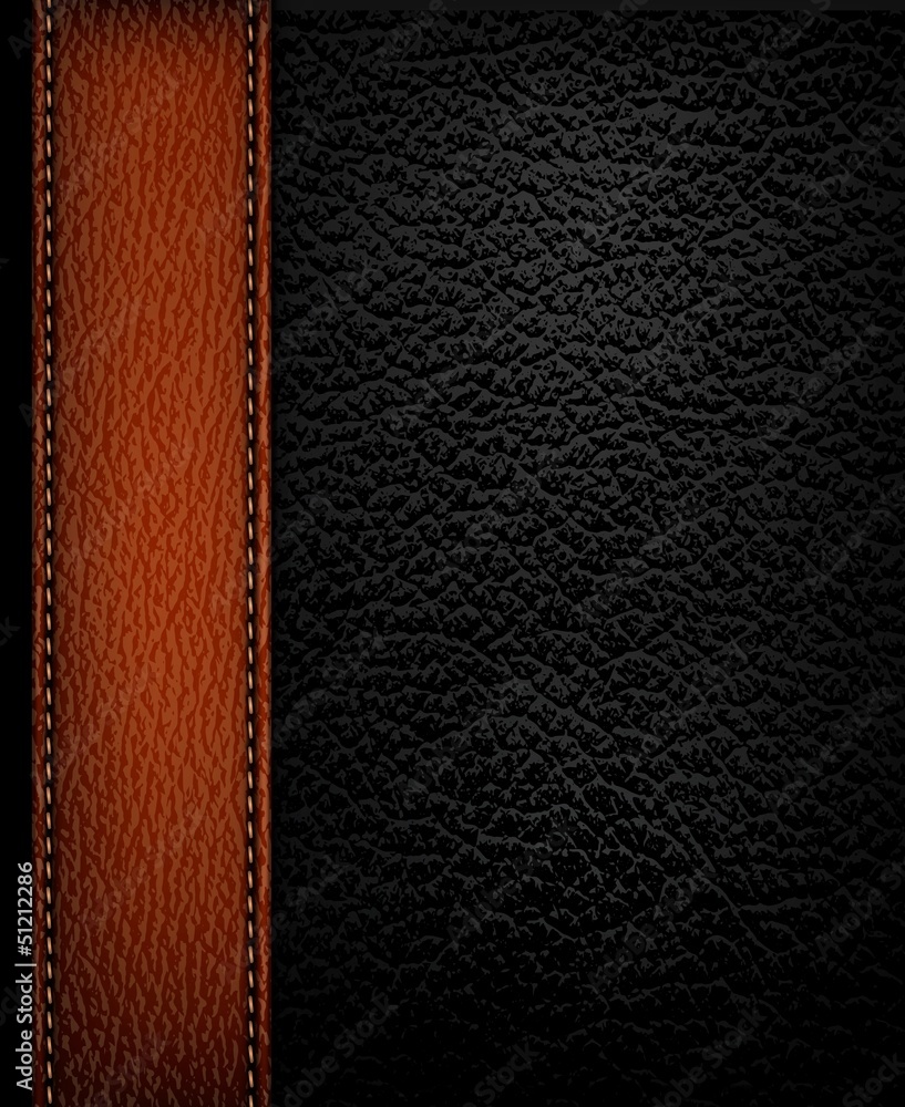 Black leather background with brown leather strip. Vector illust Stock ...