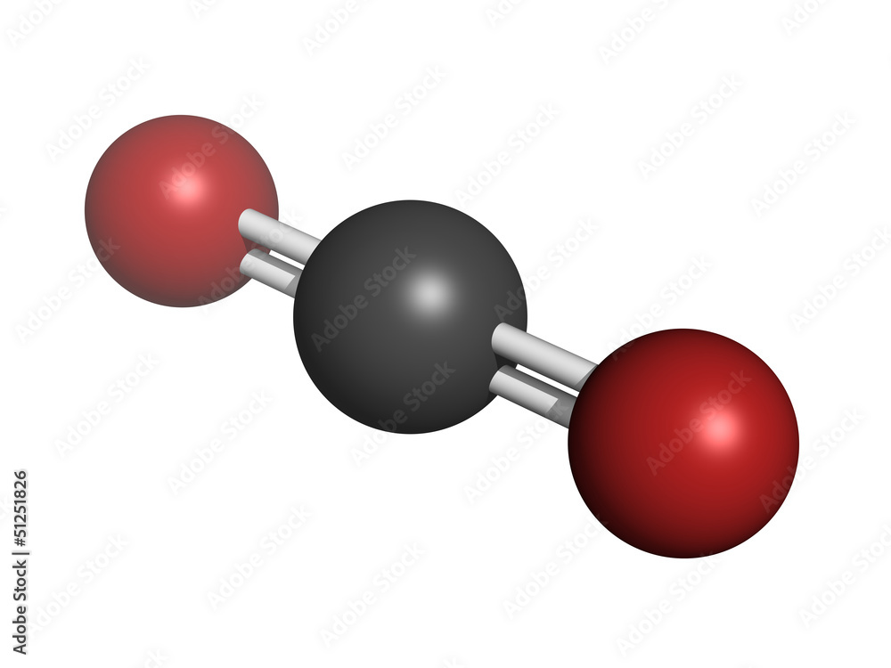 Carbon dioxide (CO2) , molecular model Stock Illustration | Adobe Stock
