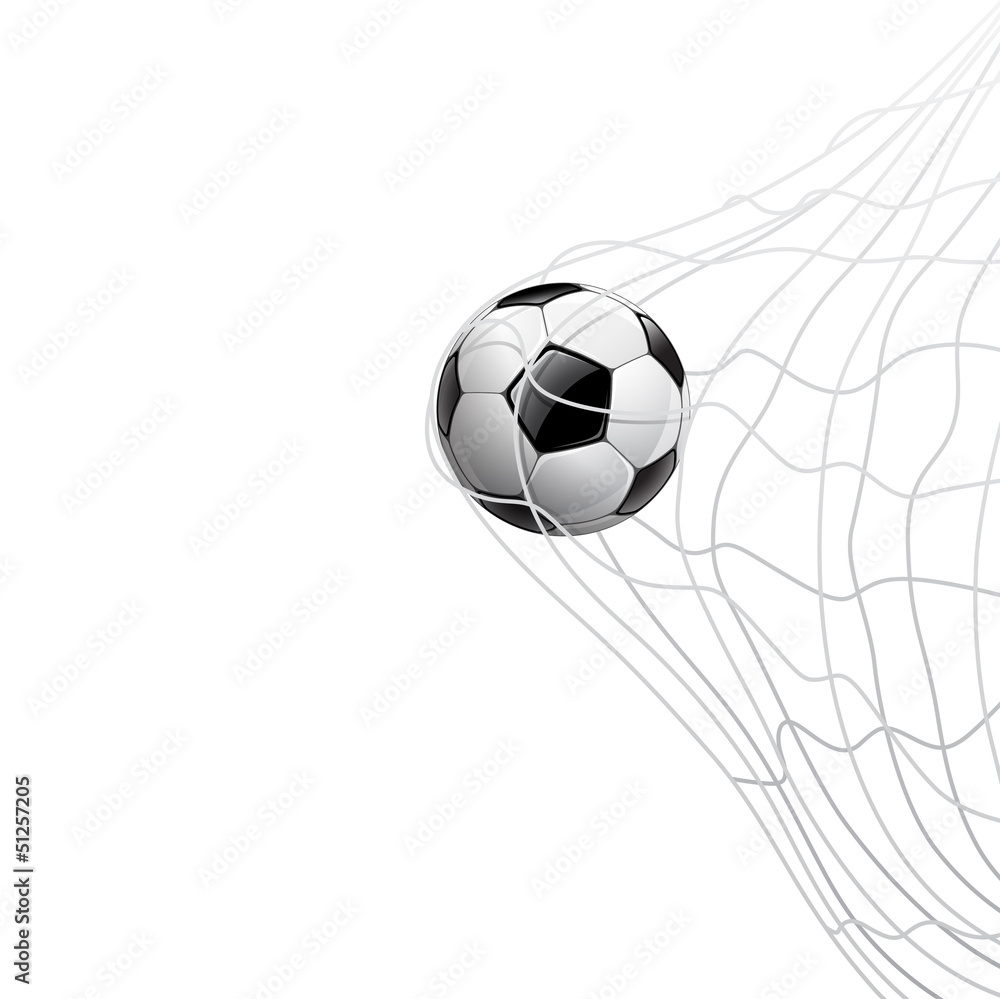 Soccer ball in net. on goal, illustration Stock Vector | Adobe Stock