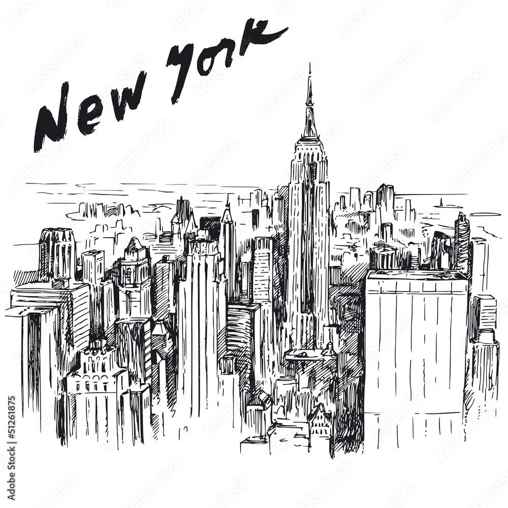 New York - hand drawn illustration Stock Vector | Adobe Stock
