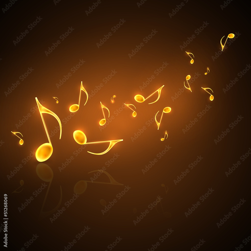 musical background with flowing golden notes Stock Vector | Adobe Stock