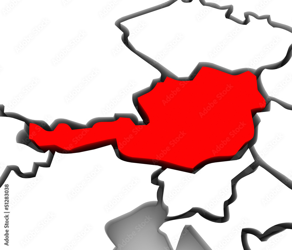 Austria Country 3D Abstract Map Europe Continent Stock Illustration ...