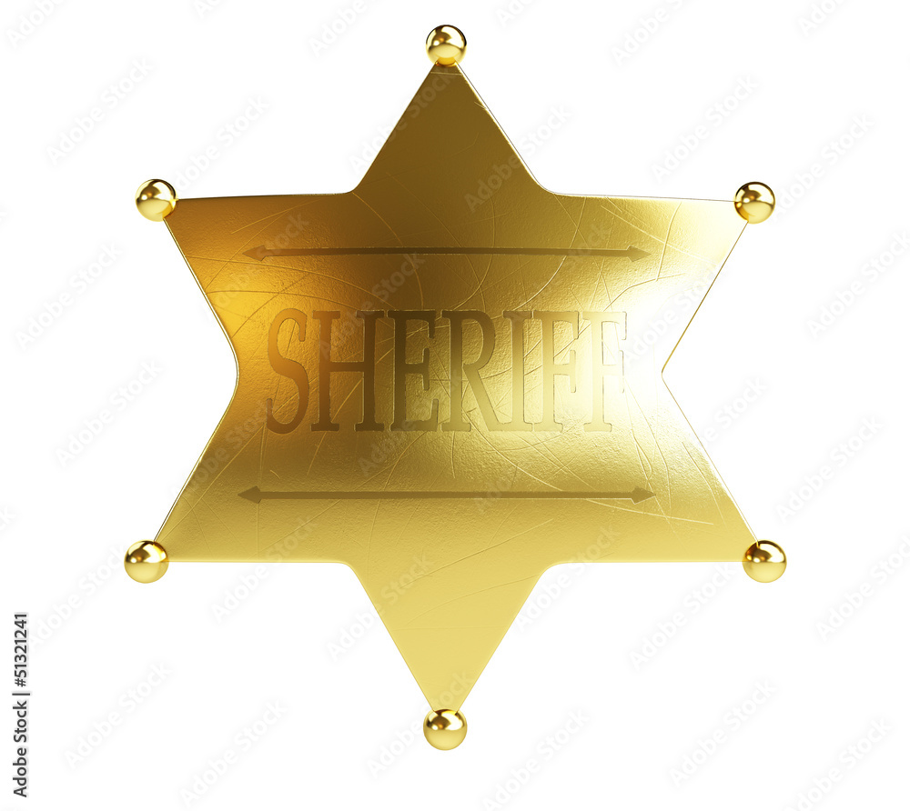 gold sheriff's badge on a white background Stock Illustration | Adobe Stock