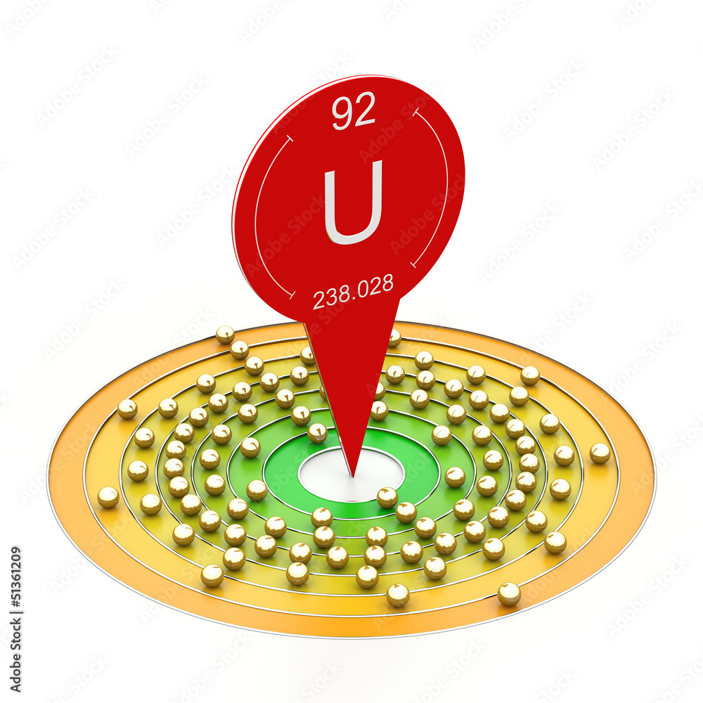 Uranium from periodic table - electron configuration Stock Illustration ...