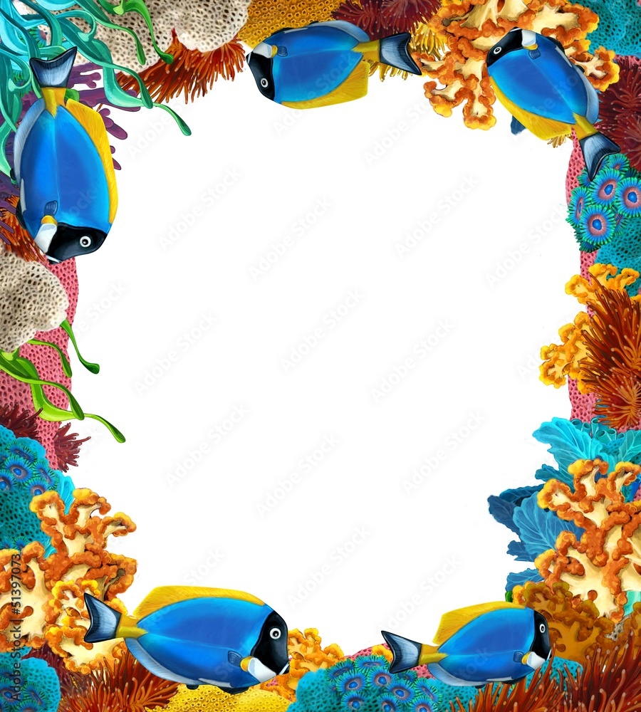 The coral reef - frame - border - illustration for the children Stock ...