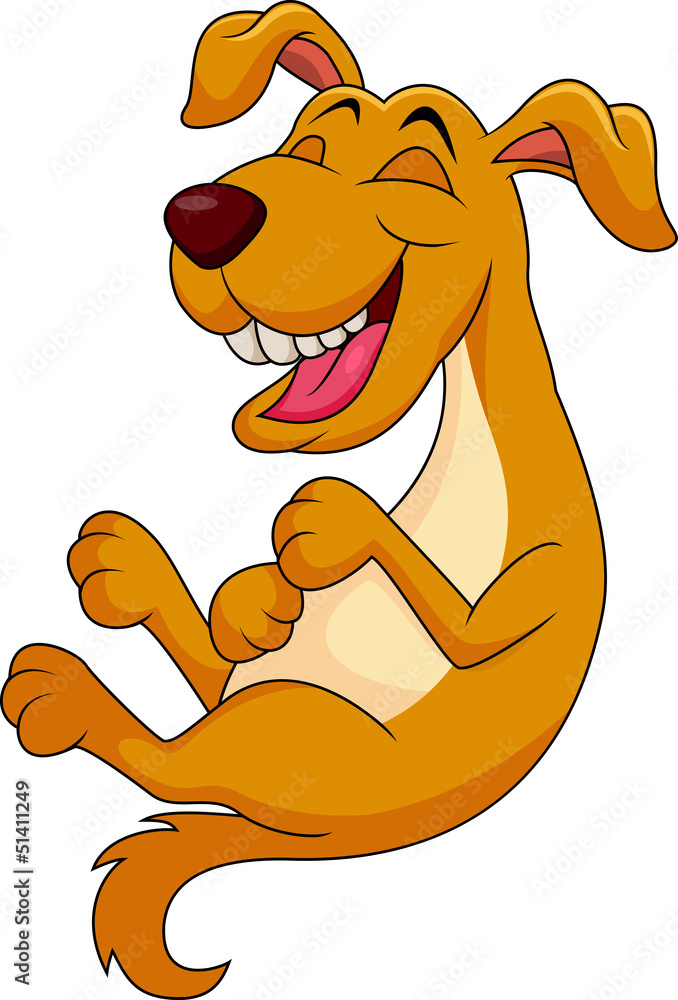 Cute dog cartoon laughing Stock Vector | Adobe Stock