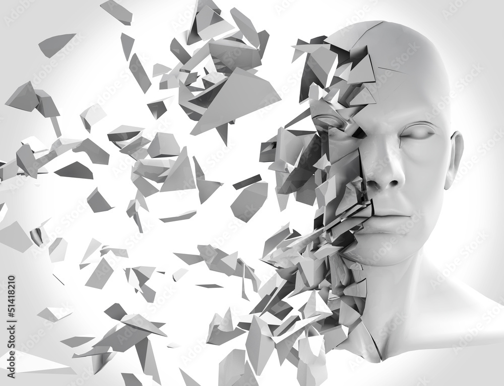 Shattered Head front view Stock Illustration | Adobe Stock