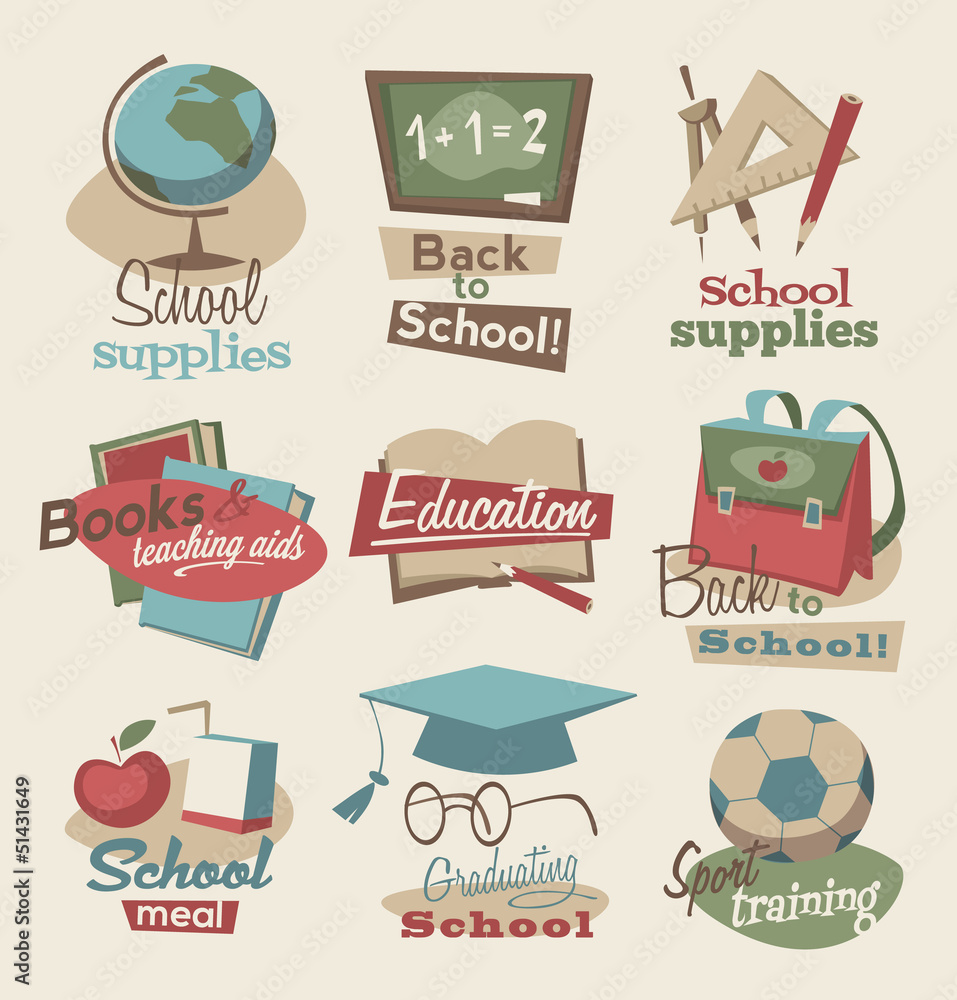 Retro school emblems Stock Vector | Adobe Stock
