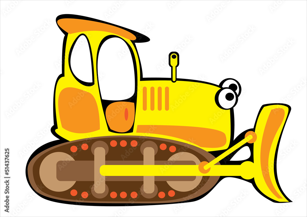 cartoon vector yellow bulldozer isolated on white background Stock ...
