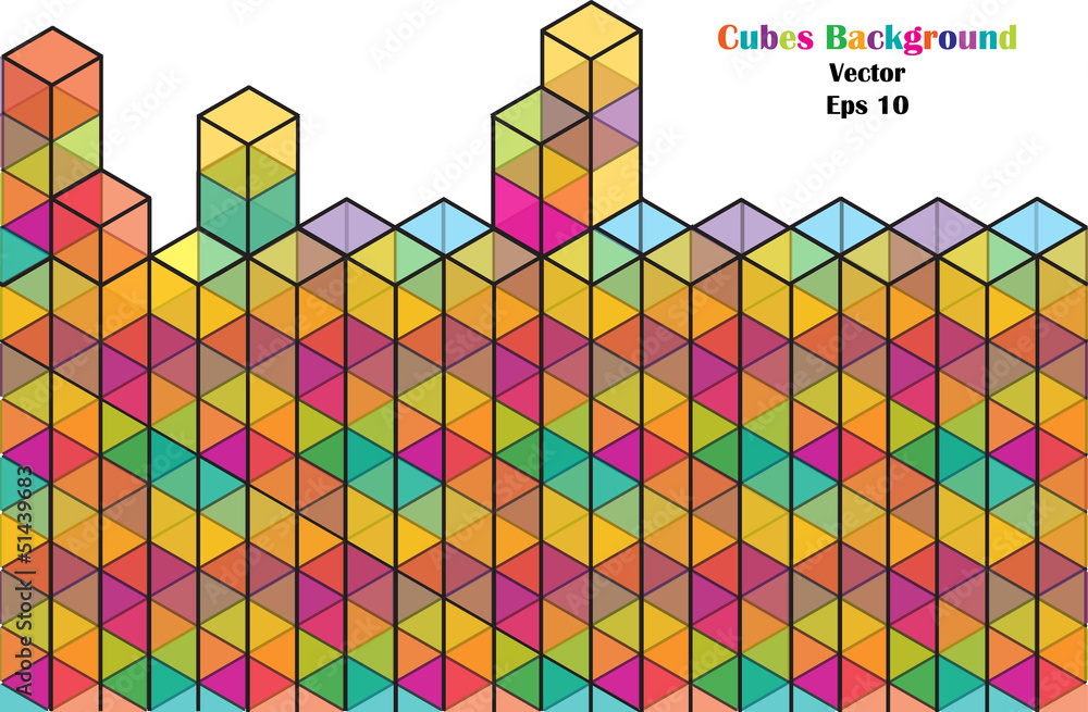 vector background with color dimensional cubes Stock Vector | Adobe Stock