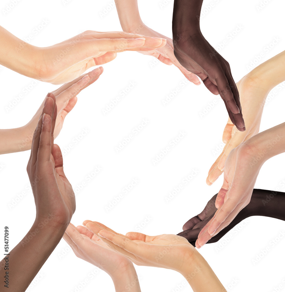 Conceptual symbol of multiracial human hands making a circle Stock ...