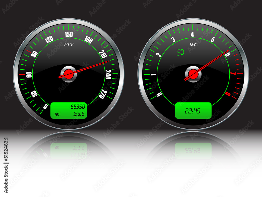 Car speedometer and RPM instruments,vector Stock Vector | Adobe Stock