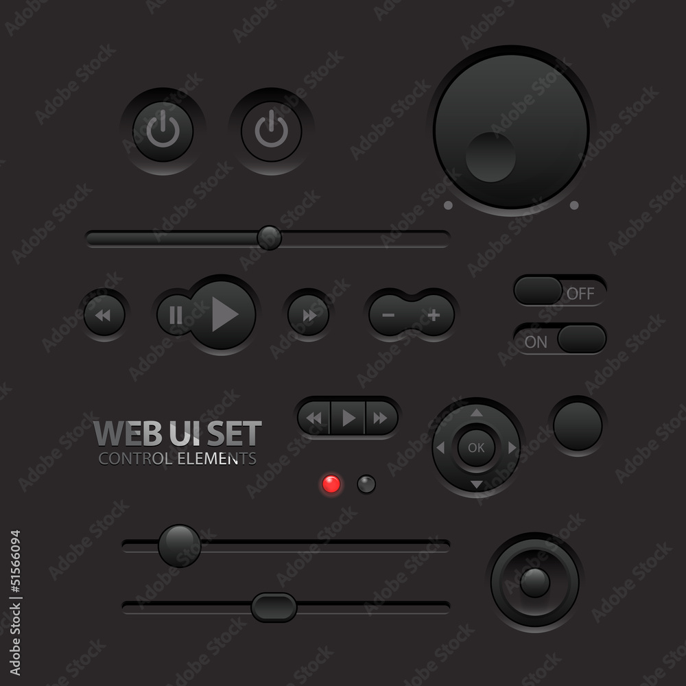 Vetor de Dark Web UI Elements. Buttons, Switches, bars do Stock | Adobe ...