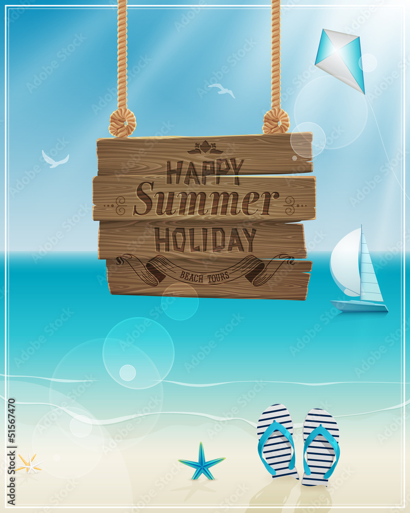 Beautiful seaside view poster. Vector background. Stock Vector | Adobe ...