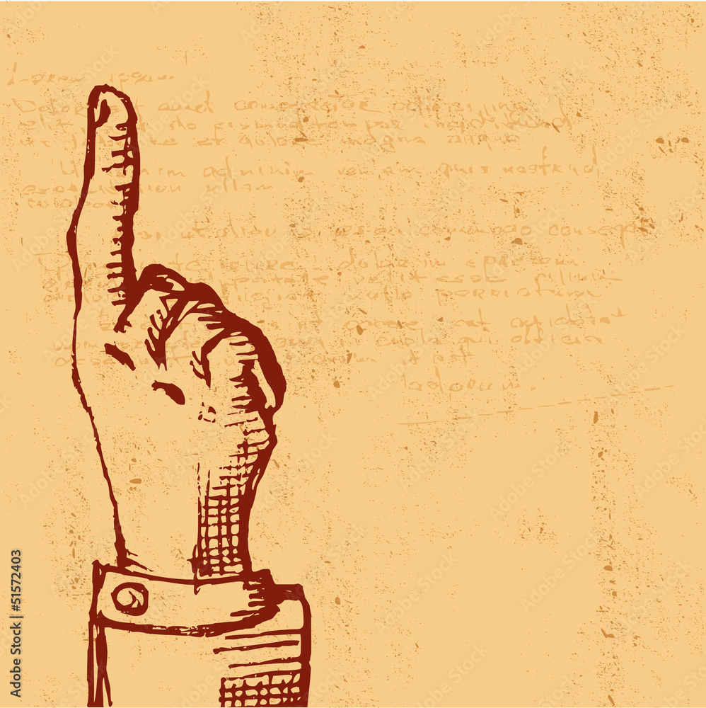 retro Vintage pointing hand drawing - vector illustration Stock Vector ...