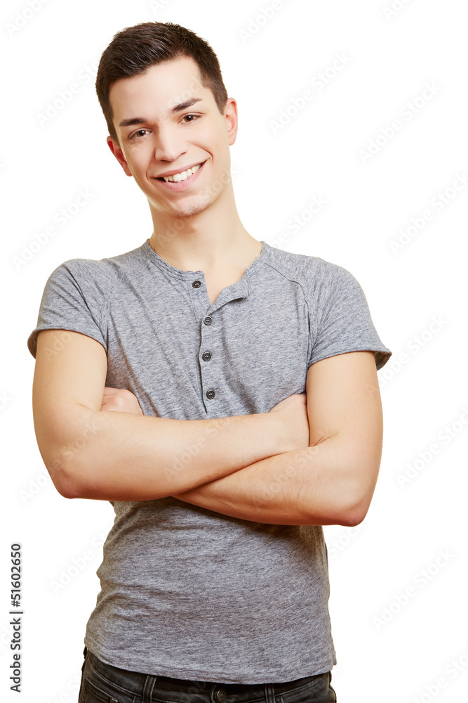 Junger Mann mit verschränkten Armen Stock Photo | Adobe Stock