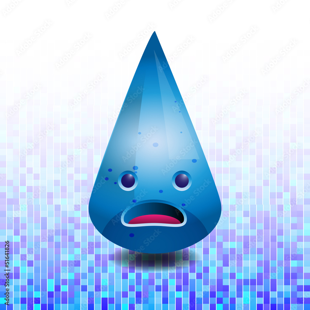 Comic Charakter Wassertropfen auf blauem Hintergrund Stock-Vektorgrafik ...