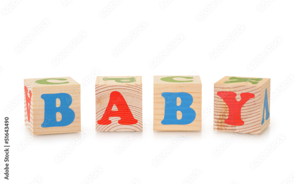 Baby word from wooden cubes Stock Photo | Adobe Stock