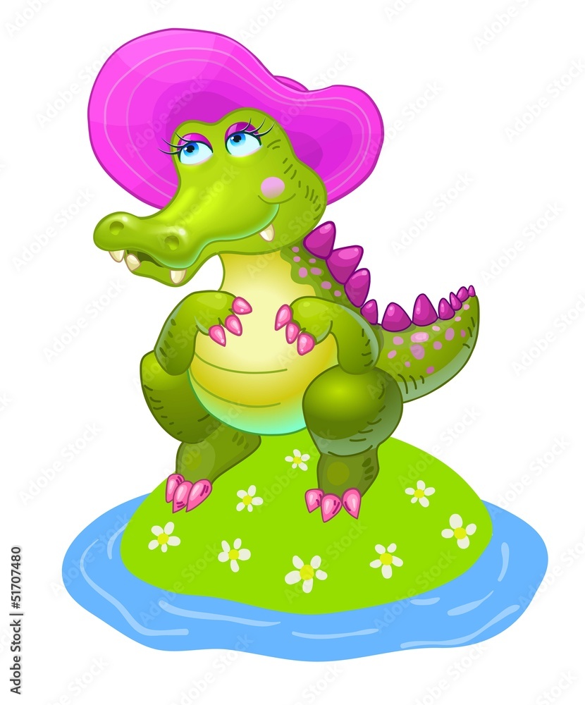 Girls Alligator Cartoon Clip Art