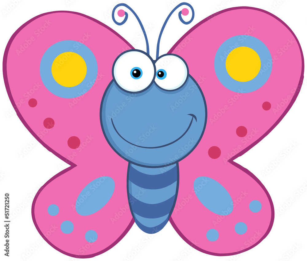 Smiling Butterfly Cartoon Character Stock Vector | Adobe Stock