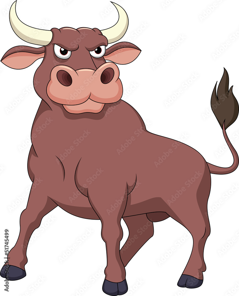 Strong bull cartoon Stock Vector | Adobe Stock
