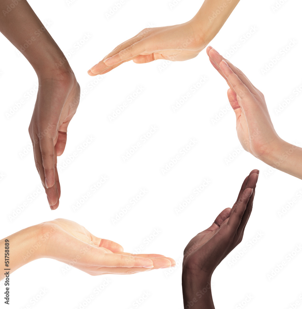 Conceptual symbol of multiracial human hands making a circle Stock ...