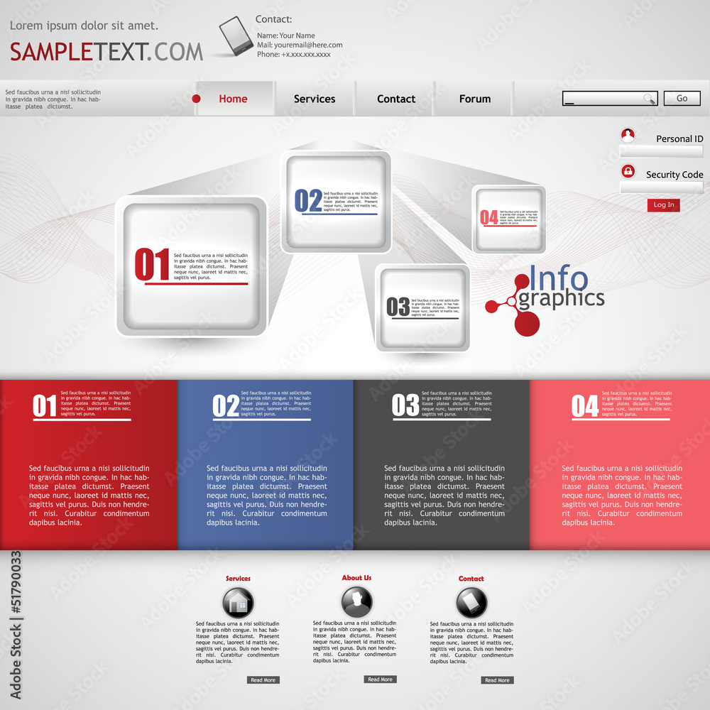 Modern infographic website template for business design, Minimal Stock ...