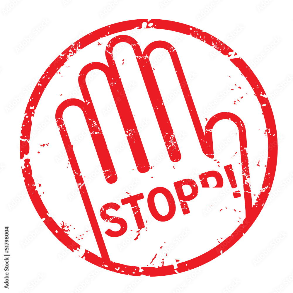 Stempel Stopp mit Hand rund Stock Vector | Adobe Stock