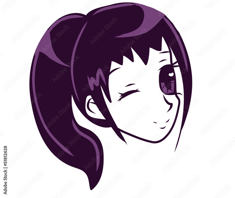 Anime Girl Winking Face