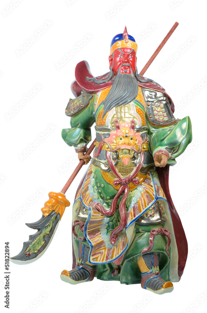Statue Of Guan Yu (God of honor) on white background Stock Photo ...