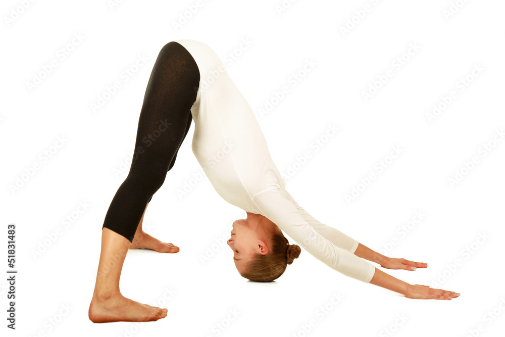 Gymnast girl in flexible back pose Stock Photo | Adobe Stock
