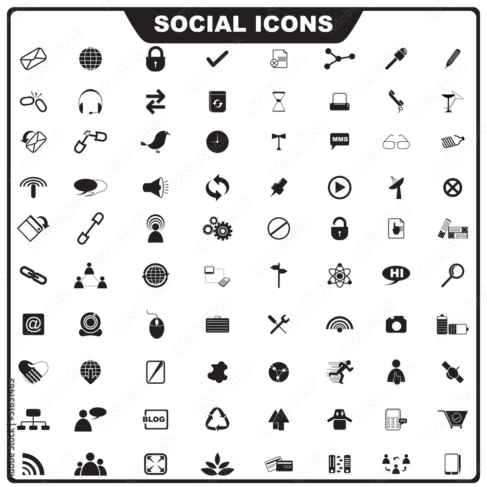 vector illustration of complete set of social icon Stock Vector | Adobe ...