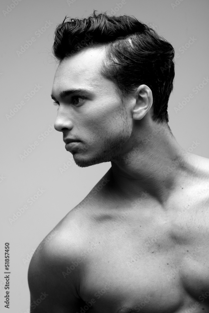 Sexy Male Model Posing Without Shirt Stock Photo | Adobe Stock