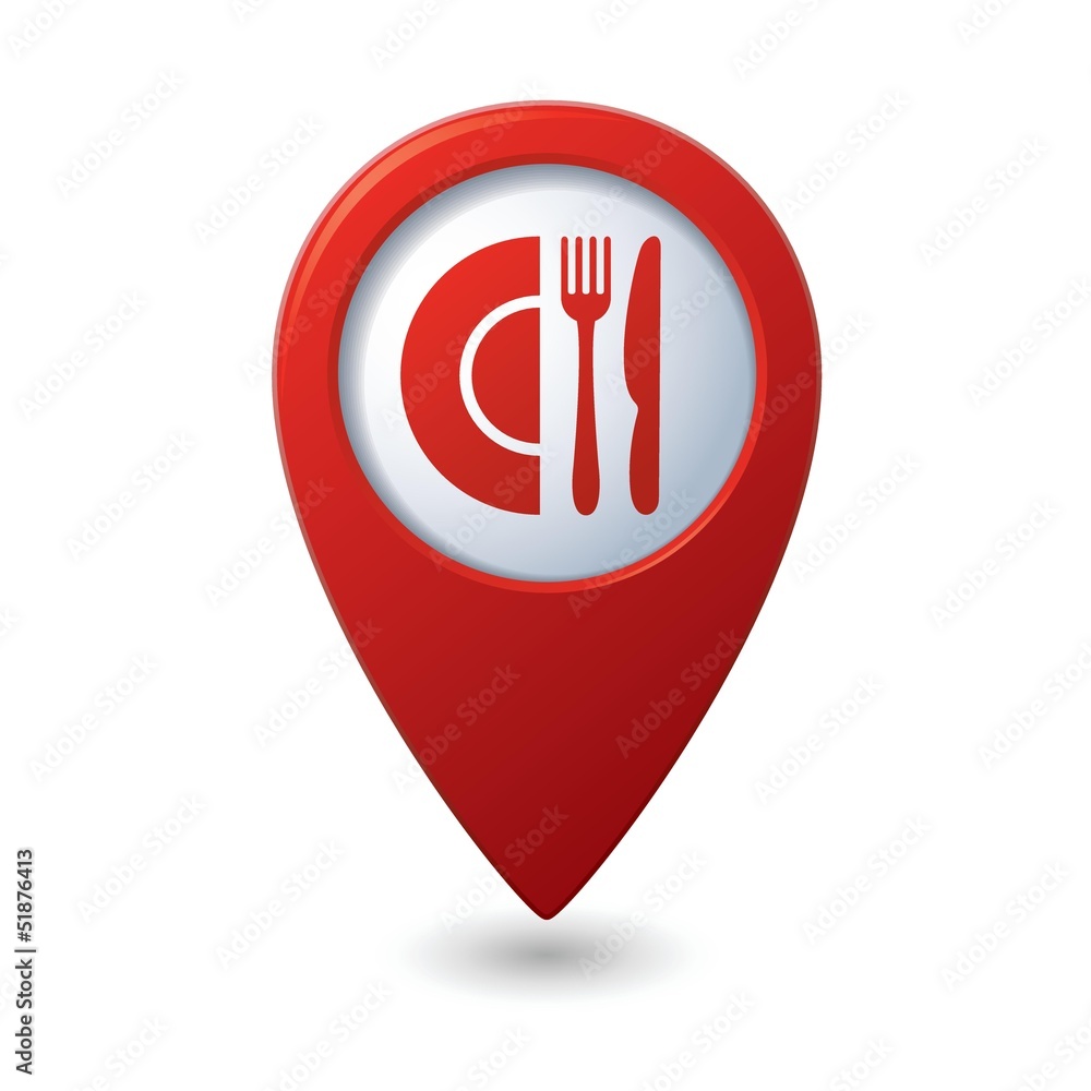 Map pointer with restaurant icon Stock Vector | Adobe Stock
