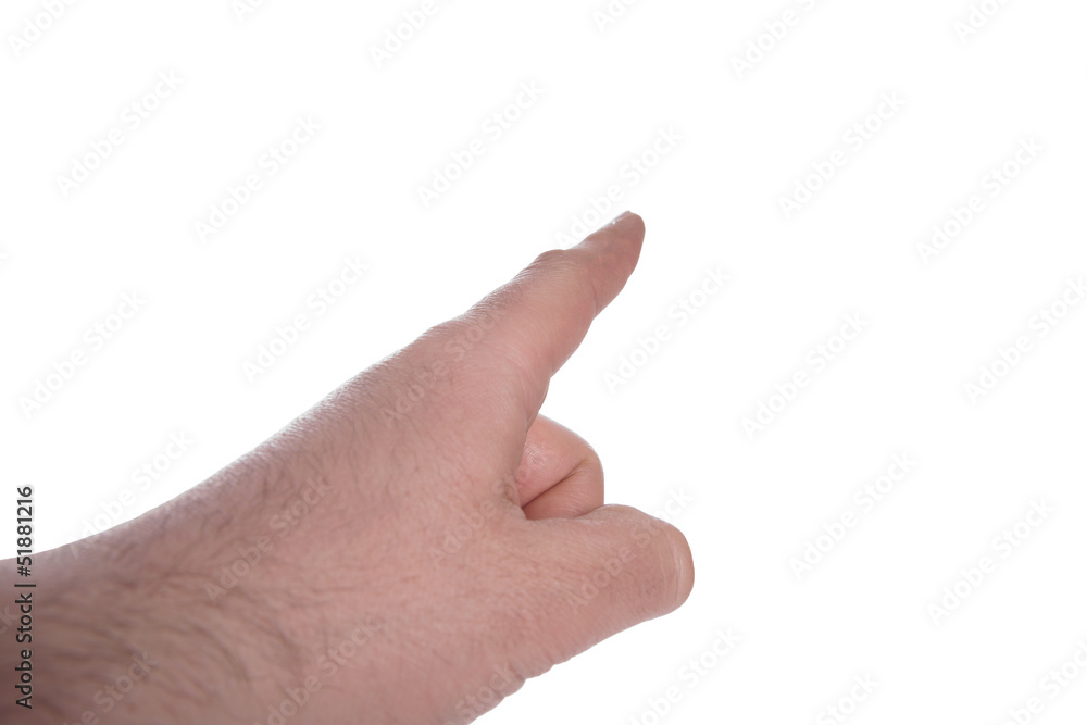 Männerhand zeigt auf etwas Stock Photo | Adobe Stock