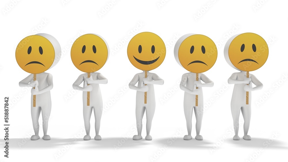 3d white cartoon men with emoticon symbols Stock Photo | Adobe Stock